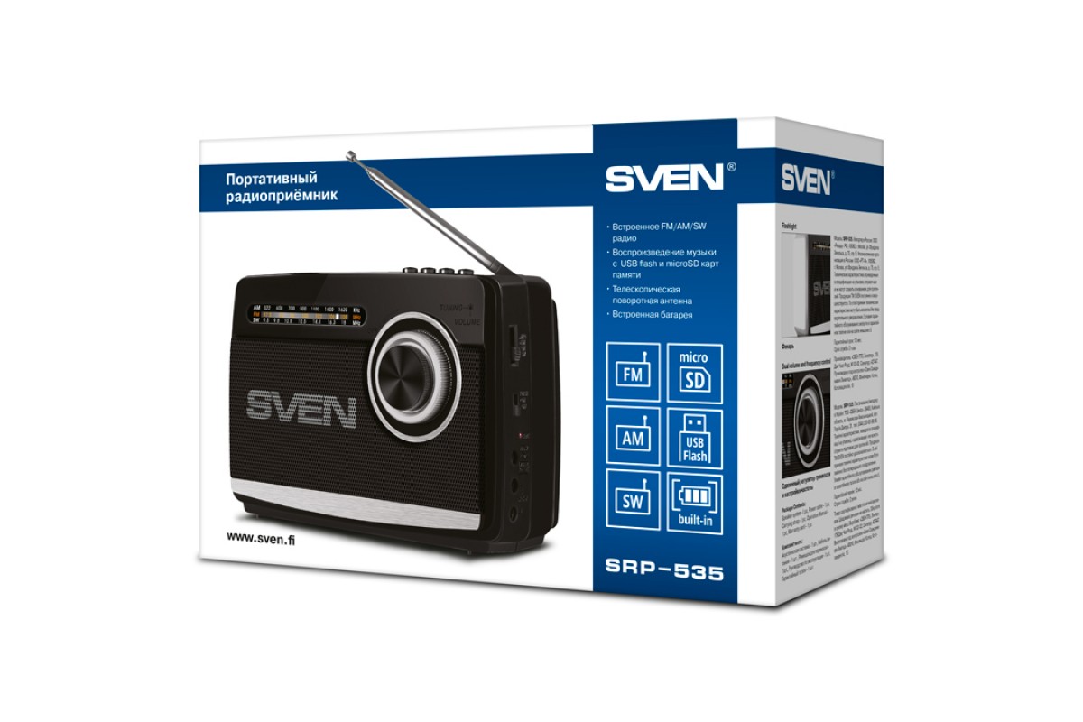 Портативный радиоприемник SVEN SRP-535 черный купить в магазине SVEN Shop