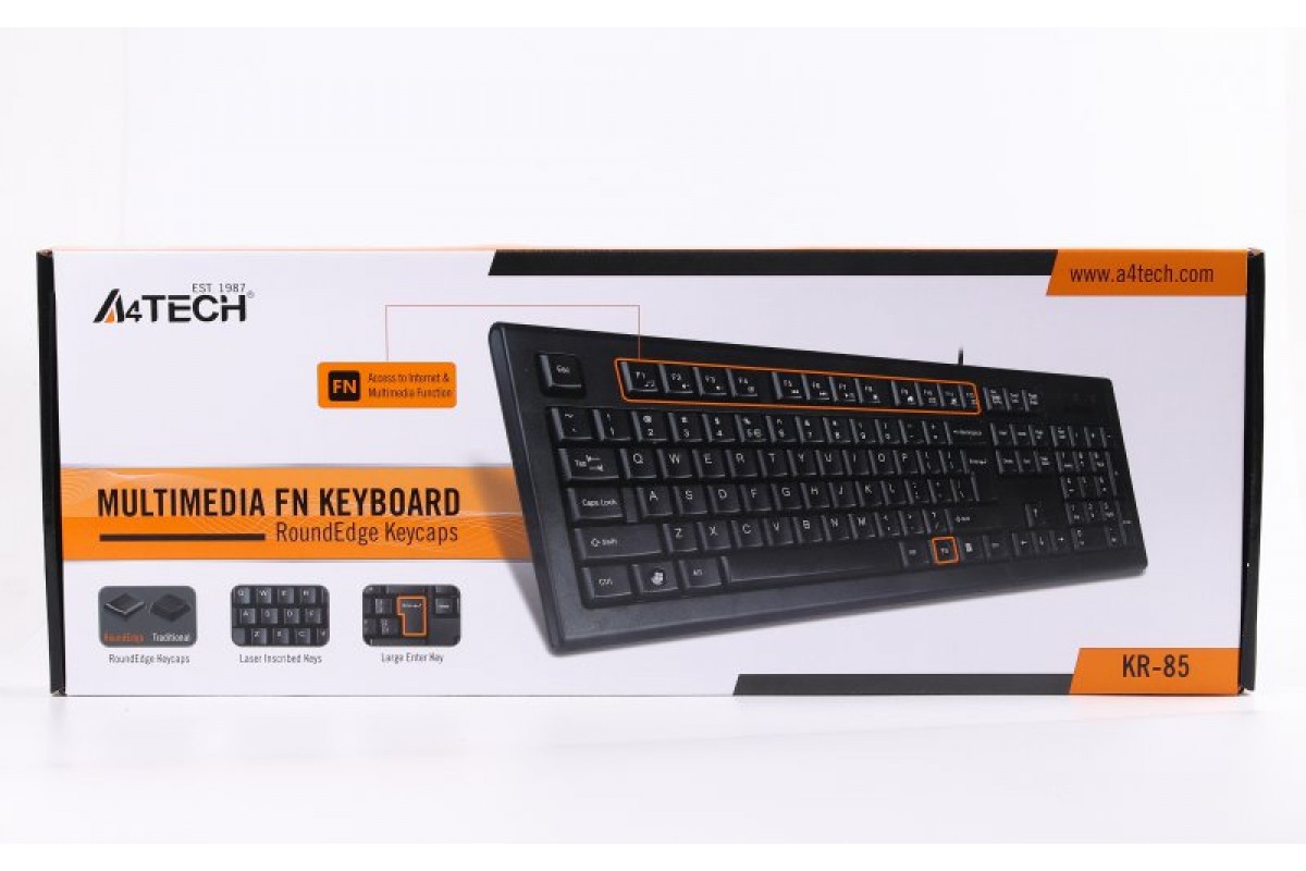 A4Tech KR-85 USB (Black) Клавіатура USB, Comfort Key, чорний придбати в ...